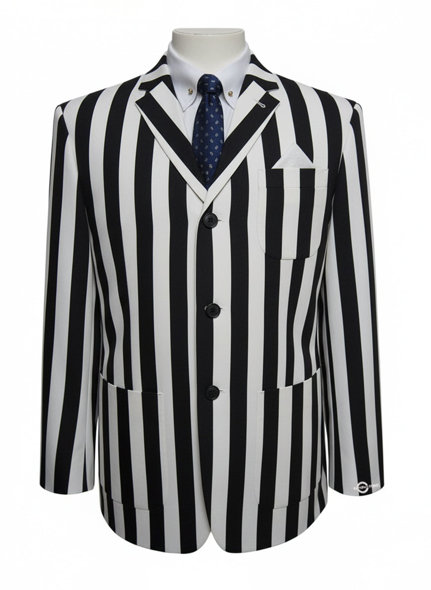 Boating Blazer - Black and White Stripe Jacket – Mod Shopping Ltd ...