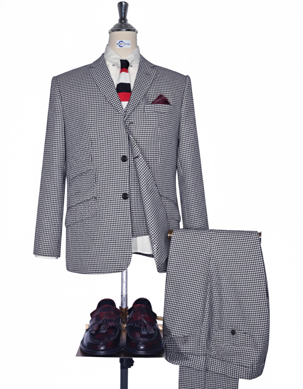 Vintage Mod Black & White Houndstooth Three-Piece Suit – Mod Shopping ...