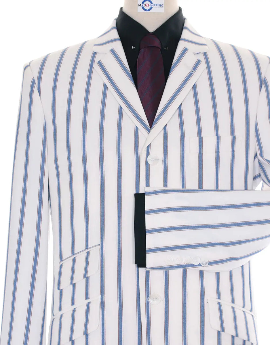 Boating Blazer | White and Blue Striped Blazer – Modshopping Clothing
