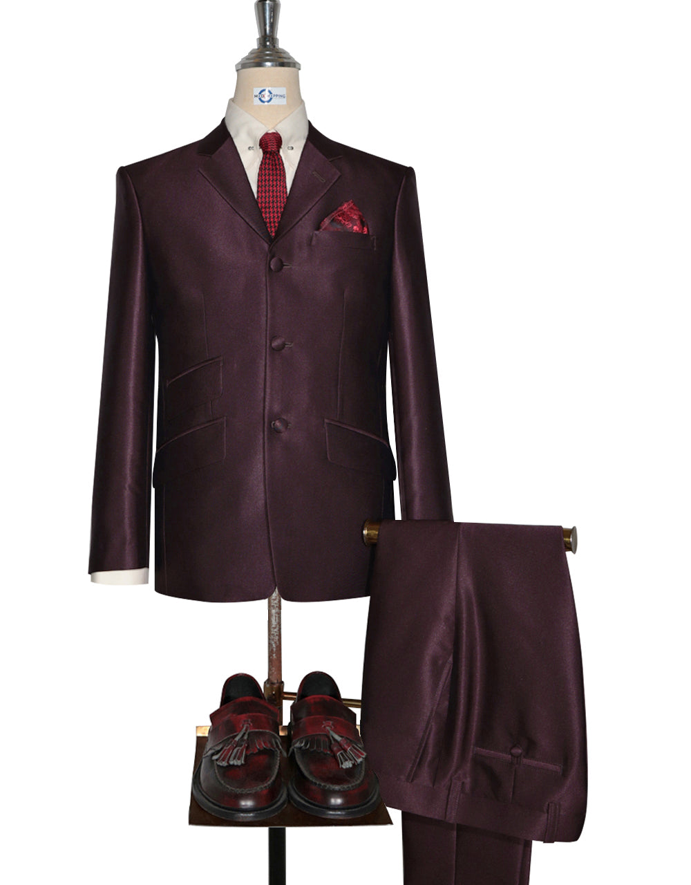Tonic Suit | 60s Style Burgundy Tonic Suit For Men – Mod Shopping Ltd ...