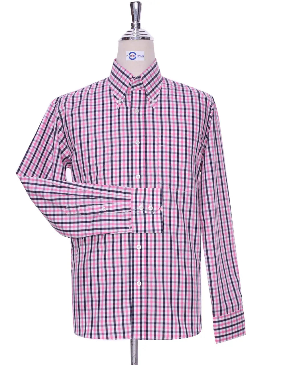 Button Down Shirt - Pink And Black Windowpane Check Shirt – Mod ...