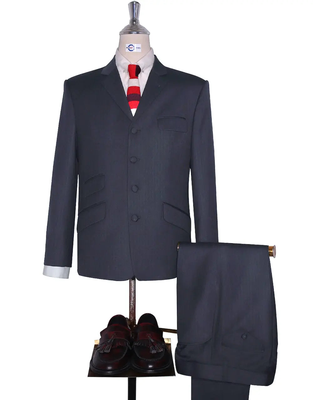 Charcoal Grey Herringbone 4 Button Suit – Mod Shopping Ltd Partnership.