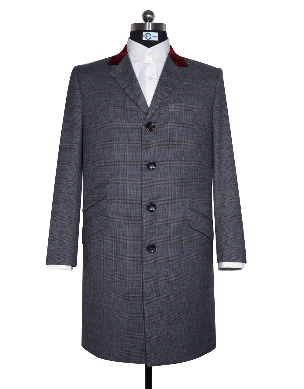 Charcoal Grey Prince of Wales Check Tweed Overcoat – Mod Shopping Ltd ...