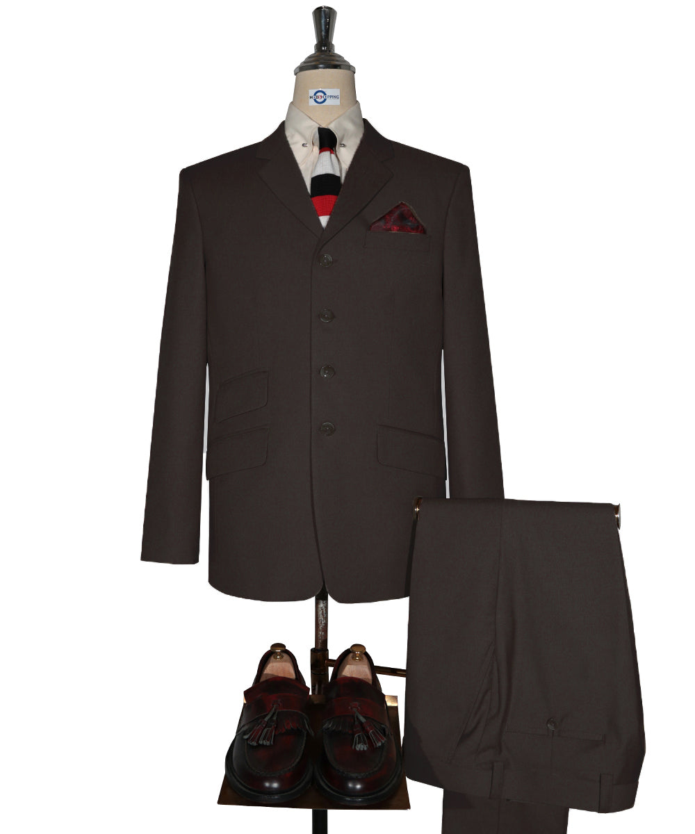 Men's Mod Suit - Charcolate Brown 4 Button Suit – Mod Shopping Ltd ...