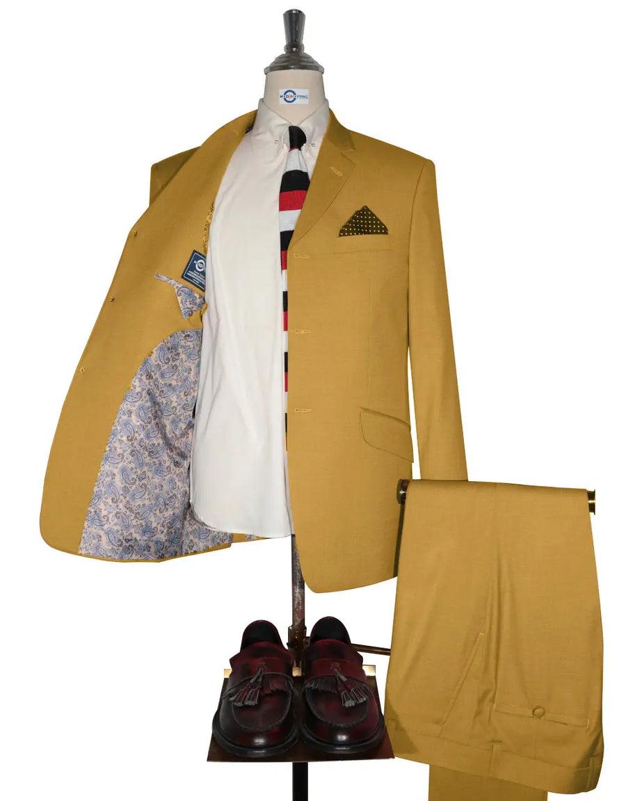 Mod Suit - 60s Vintage Style Mustard Yellow Suit – Modshopping Clothing