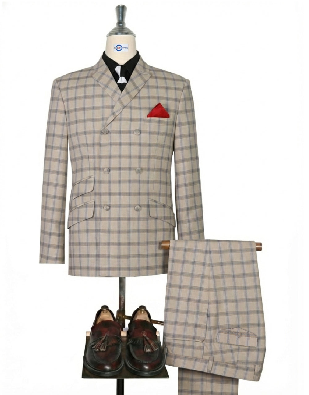 Double Breasted Suit | Navy Blue Prince Of Wales Suit – Mod Shopping ...