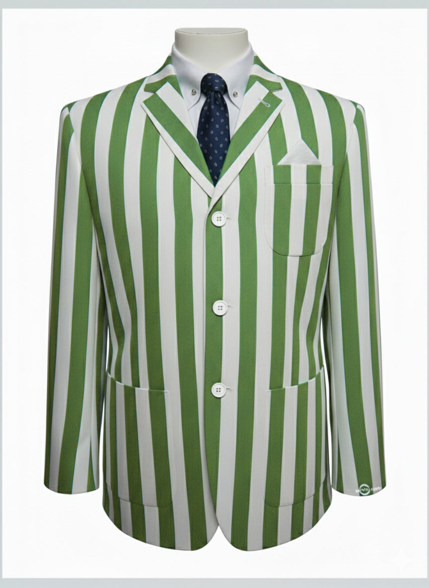 Boating Blazer - Green and White Stripe Jacket – Mod Shopping Ltd ...