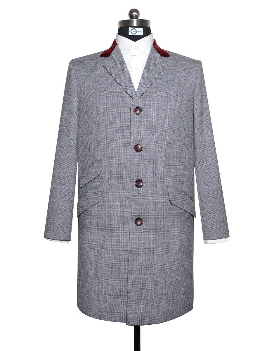 Light Grey Prince of Wales Check Tweed Overcoat – Mod Shopping Ltd ...