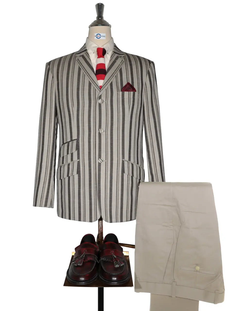 Linen Blazer | Brown and Grey Striped Blazer – Mod Shopping Ltd ...
