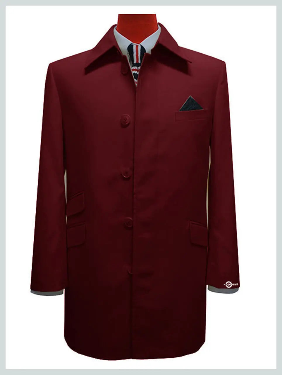 Mac Coat Men's | Burgundy Retro Mod Mac Coat – Mod Shopping Ltd ...