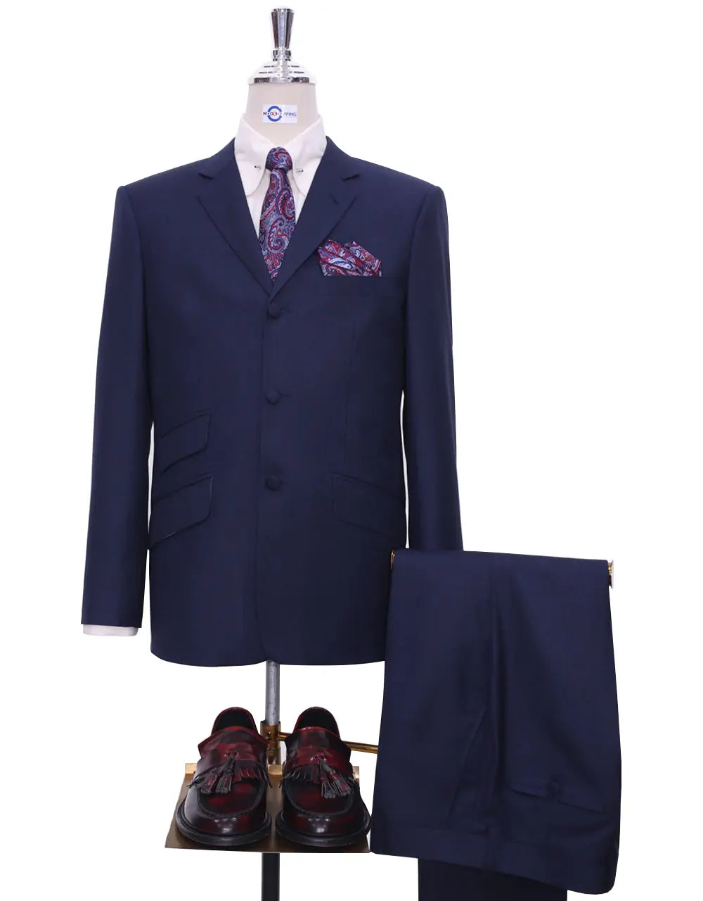 Navy Blue Suit | 60s Covered Button Suit - Modshopping – Mod Shopping ...