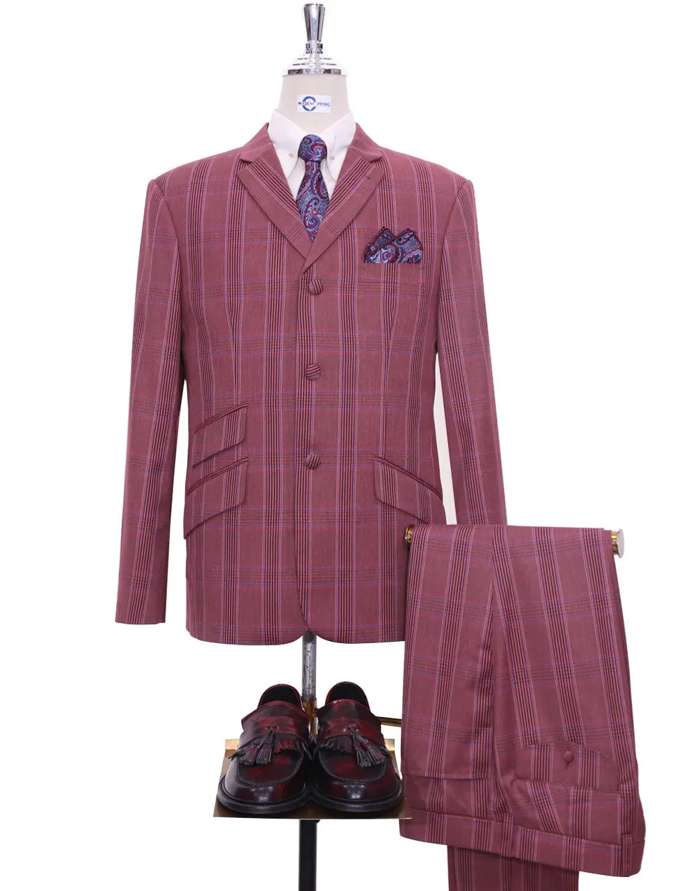 Mod Suit - Burnt Brick Prince OF Wales Check Suit – Mod Shopping Ltd ...