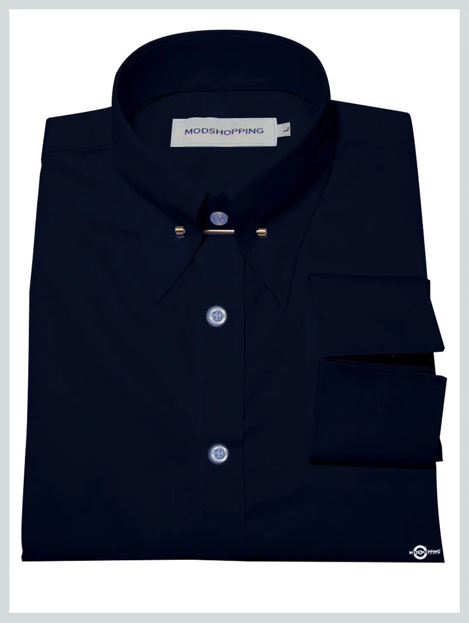 Navy Blue Pin High Collar Shirt – Mod Shopping Ltd Partnership.
