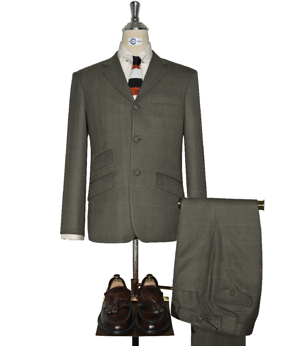 Mod Suit - Olive Green Herringbone Suit – Mod Shopping Ltd Partnership.