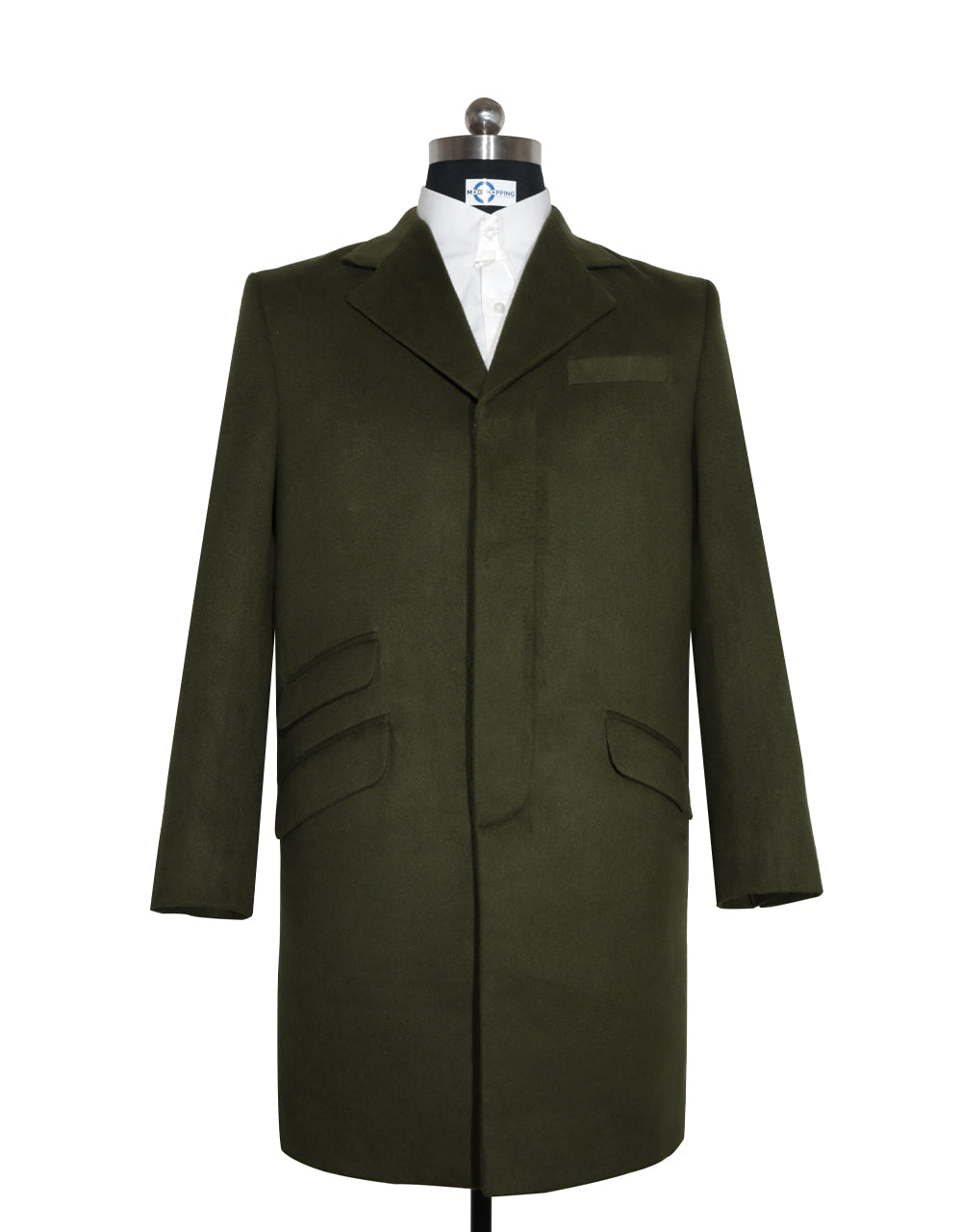 Tailor Made Mod Fashion Olive Green Long Wool Overcoat – Mod Shopping ...