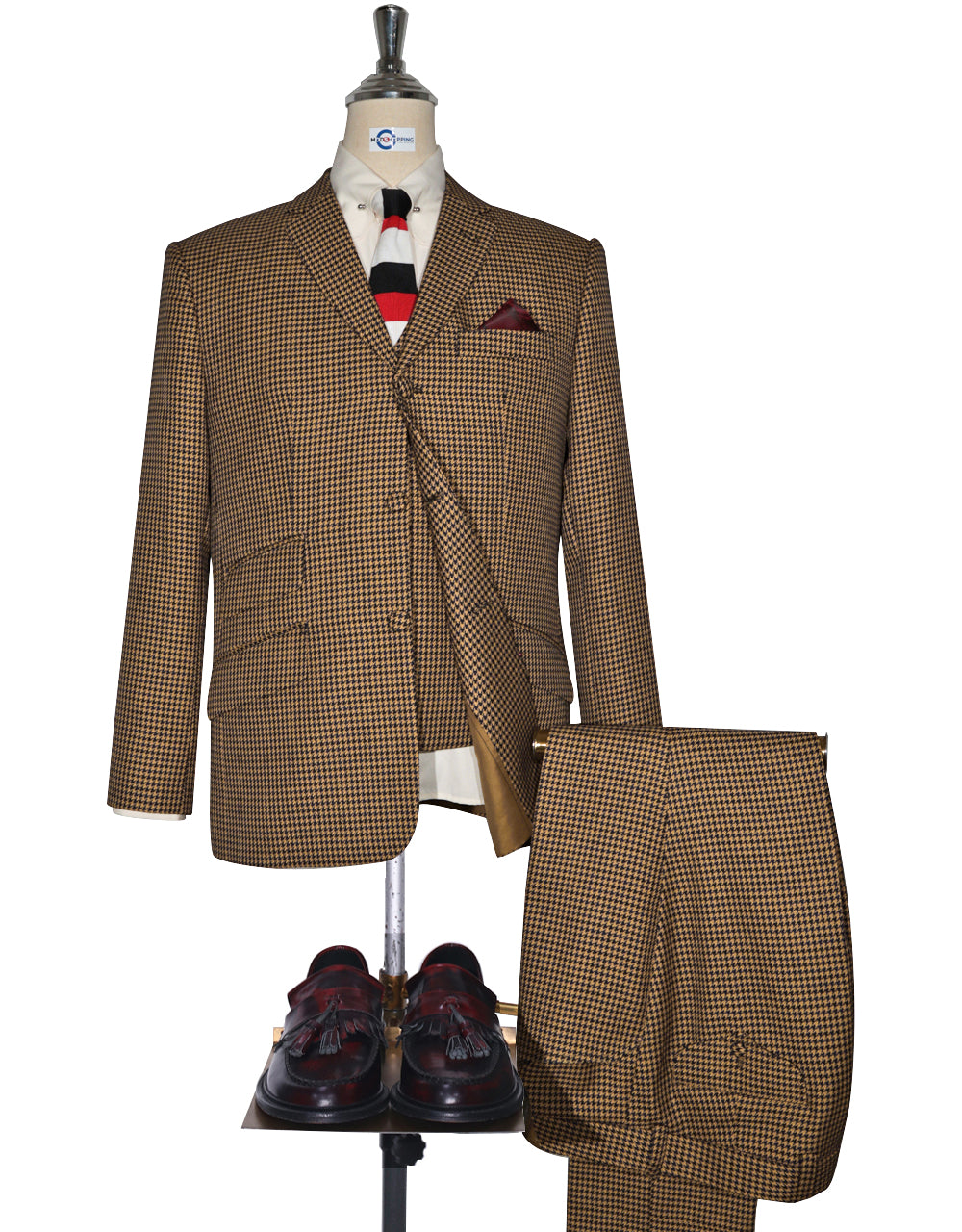 3 Piece Suit - Brown And Black Houndstooth Suit