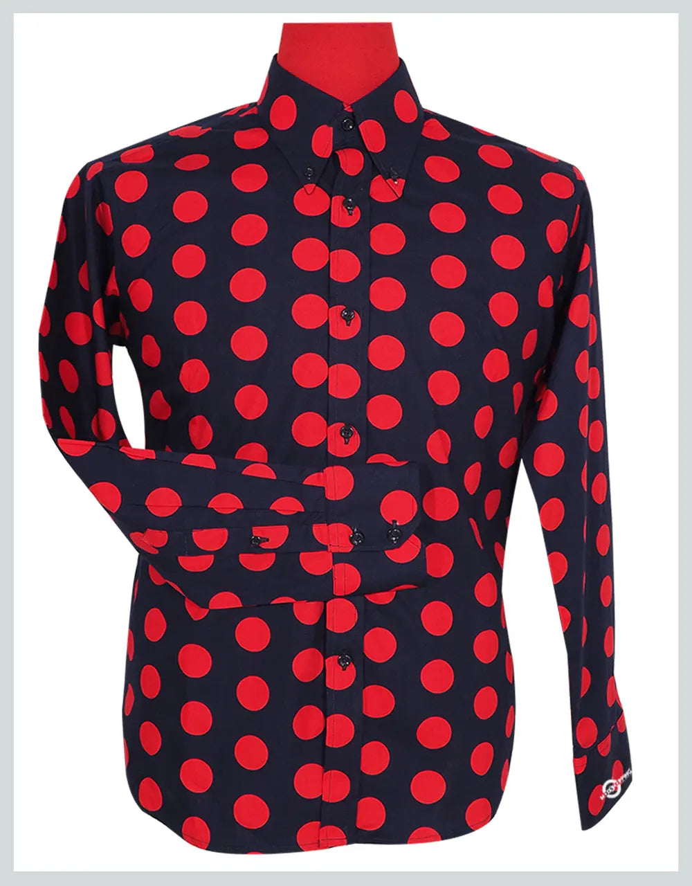 Mod Shirt | Large Navy Blue and Red Polka Dot Shirt – Mod Shopping Ltd ...
