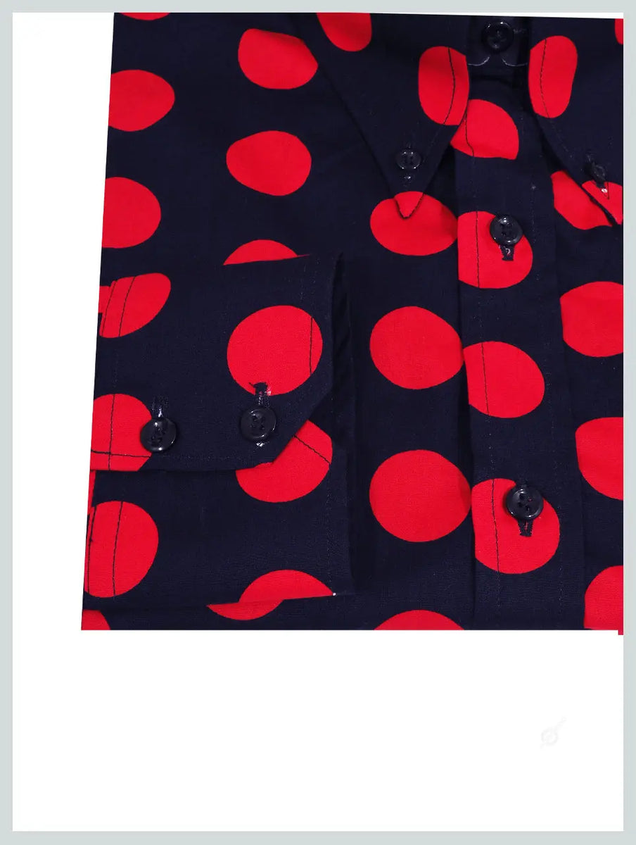 Mod Shirt | Large Navy Blue and Red Polka Dot Shirt – Mod Shopping Ltd ...