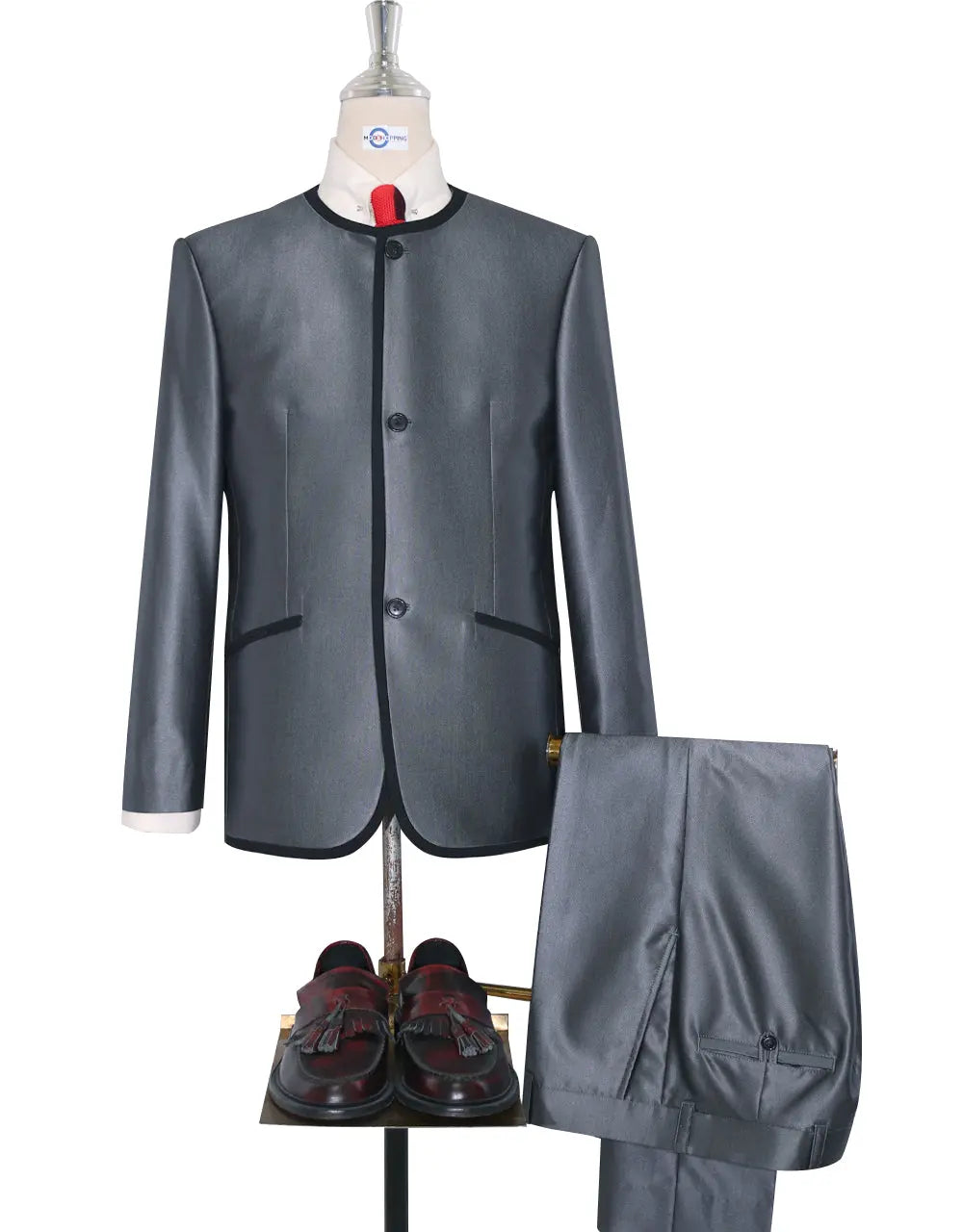 Beatles Collarless Suit | 60s Style Silver Blue Tonic Suit – Mod ...