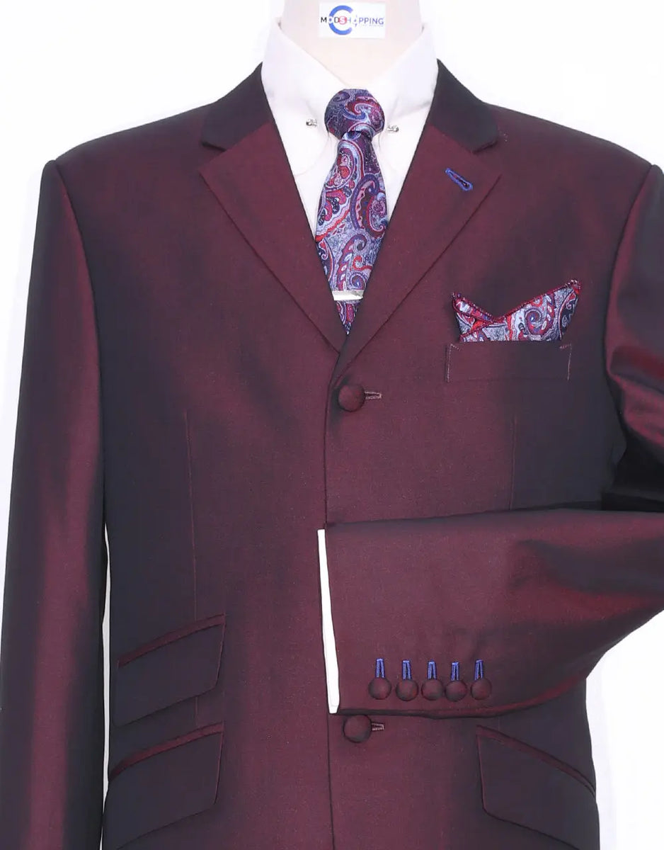 Two Tone Suit - Wine and Black Two Tone Suit Men's – Mod Shopping Ltd ...